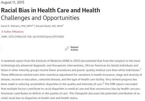 Racial Bias In Health Care And Health Challenges And Opportunities AIPEP