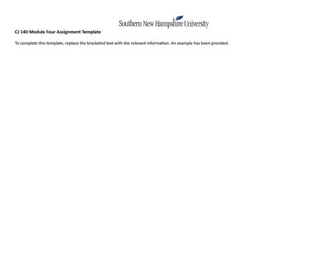 Cj 140 Module Four Assignment Template An Example Has Been Provided