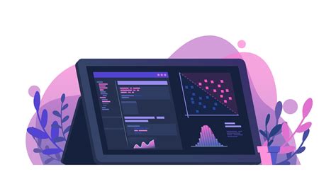 data science programming and data visualization illustration in monitor