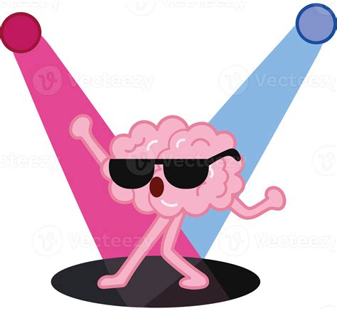 A Brain Dancing With Sunglasses On 49674718 Png