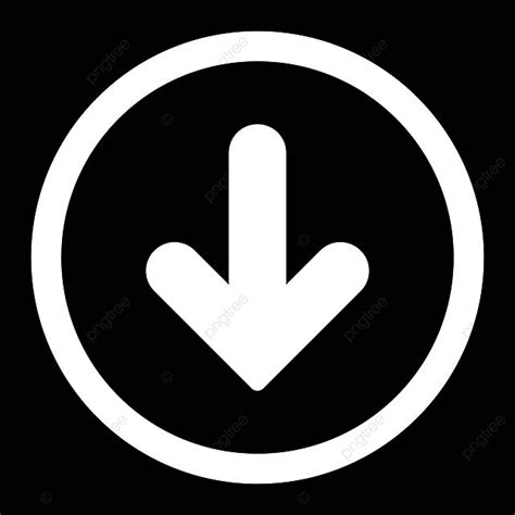 Rounded Vector Icon Of A White Flat Arrow Pointing Downward Vector Black Background Arrow