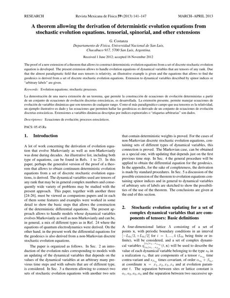 Pdf A Theorem Allowing The Derivation Of Deterministic Evolution Equations From Stochastic