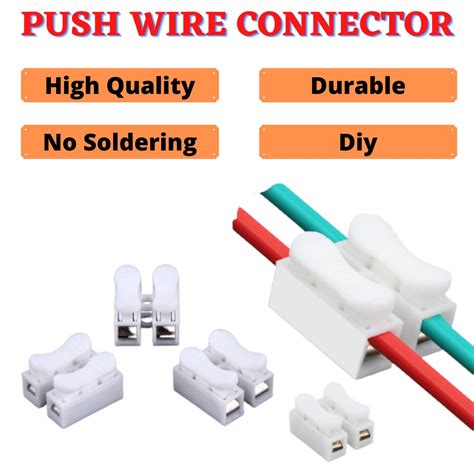PVC 10 Pcs Terminal Block Wire Connector Push 2P Butt Joint Bar Kabel Wayar Connect Plug N Play