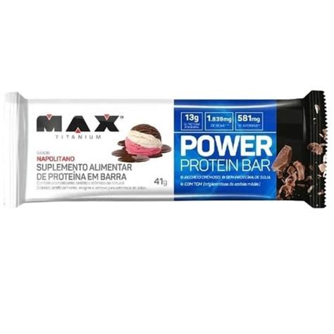 Barra Proteica Max Titanium Power Protein Bar Napolitano 1 Unidade Com