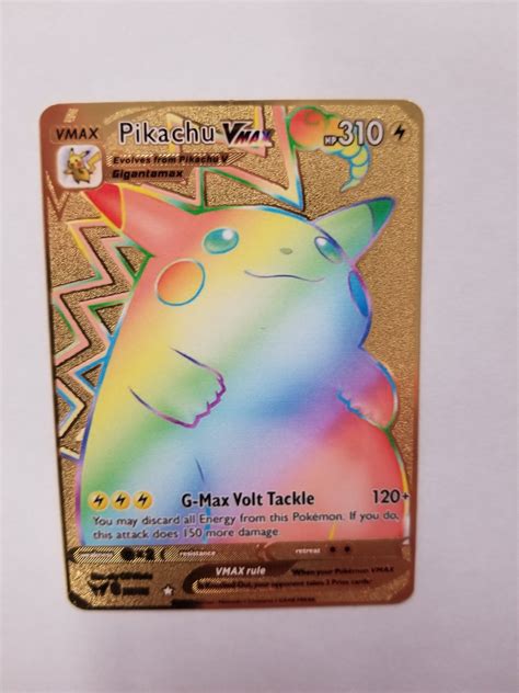 Metal Pokemon Card Pikachu Vmax Gold Etsy