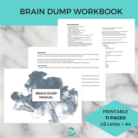 Brain Dump Manual Mental Declutter Workbook Ram Dump Exercise Brain