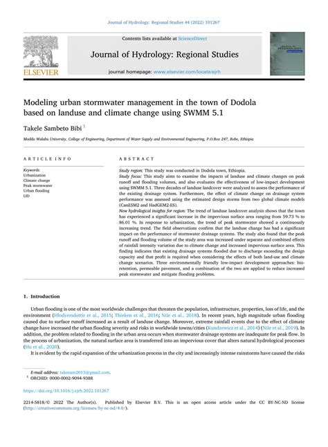 Pdf Modeling Urban Stormwater Management In The Town Of Dodola Based On Landuse And Climate