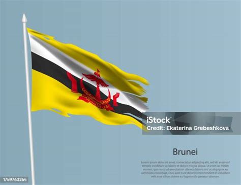 브루나이의 누더기 국기 파란색 배경에 물결 모양의 찢어진 천 3차원 형태에 대한 스톡 벡터 아트 및 기타 이미지 3차원 형태 개체 그룹 국가 관광명소 Istock