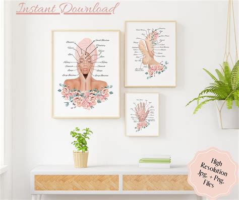 Reflexology Charts Reflexology Prints Acupuncture Art Massage Therapist Decor Chinese Face