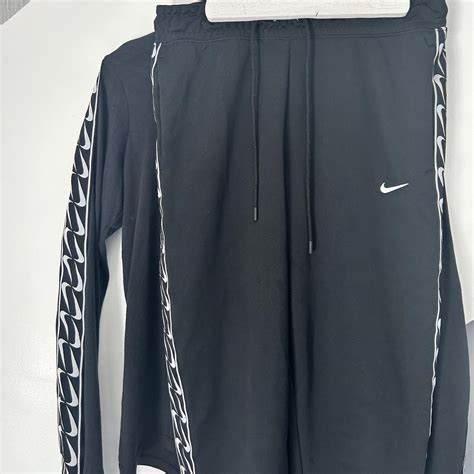 Black Nike Swoosh Tracksuit Top And Joggers Good Depop