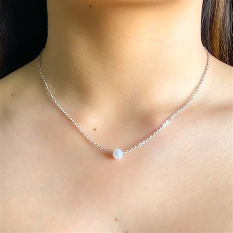 Silver Pearl Necklace Dainty Necklace Minimalistic Etsy