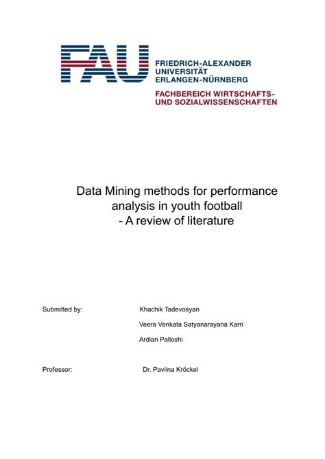 Pdf Data Mining Methods For Performance Analysis In Youth Football A