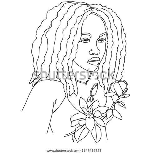 Line Art Woman Face Drawing Black 库存矢量图（免版税）1847489923
