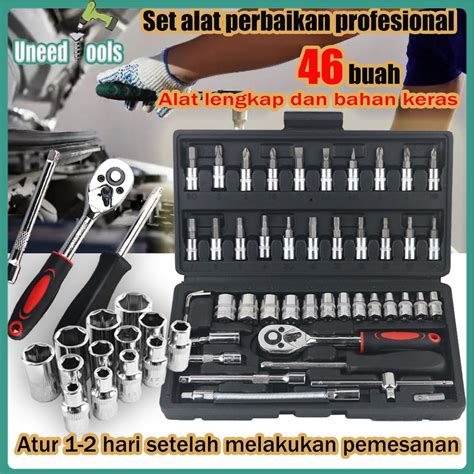 Jual Cod Uneedtools Kunci Shock Set 46pcs Black Full Mobil Motor