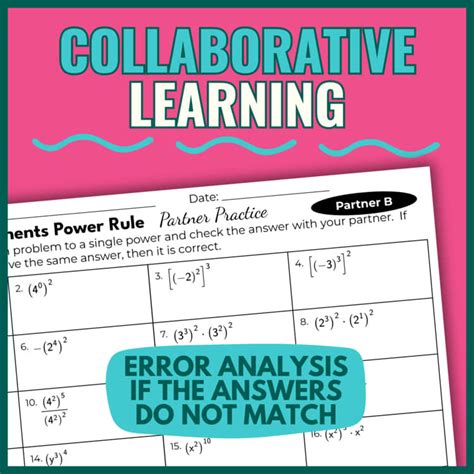 Simplifying Exponent Rules With Power Rule Properties Partner Practice