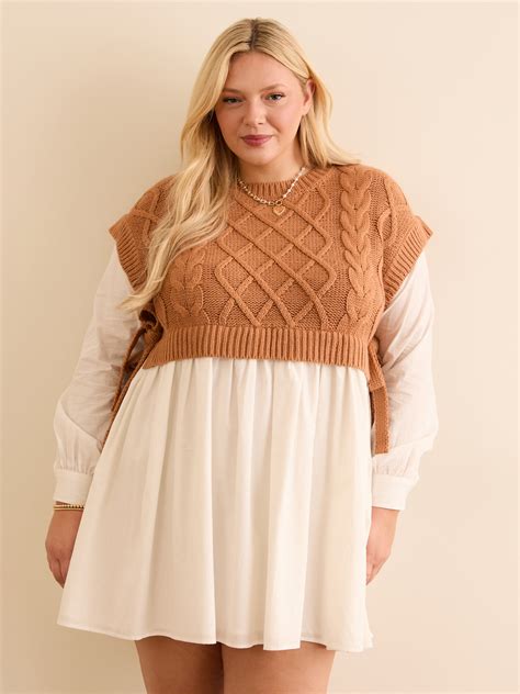 Arlet Mini Sweater Dress In Tan Arula