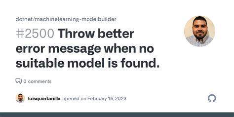 Throw Better Error Message When No Suitable Model Is Found · Issue