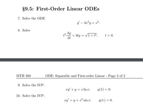 solved §9 5 first order linear odes 7 solve the ode