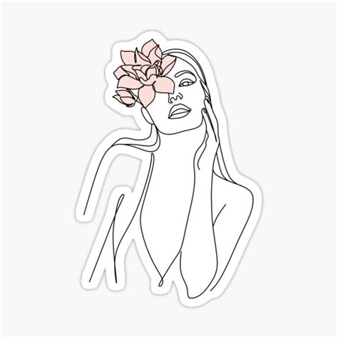 Flower Head Art Print Minimal Line Art Floral Illustration Single Line Sketch Female