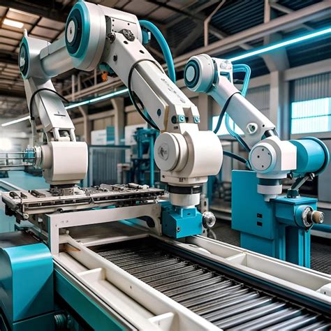 Two Industrial Robotic Arms Working In A Factory Setting Demonstrating Automation And