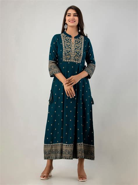 Buy Juniper Teal Ethnic Motifs Ethnic Maxi Dress Ethnic Dresses For