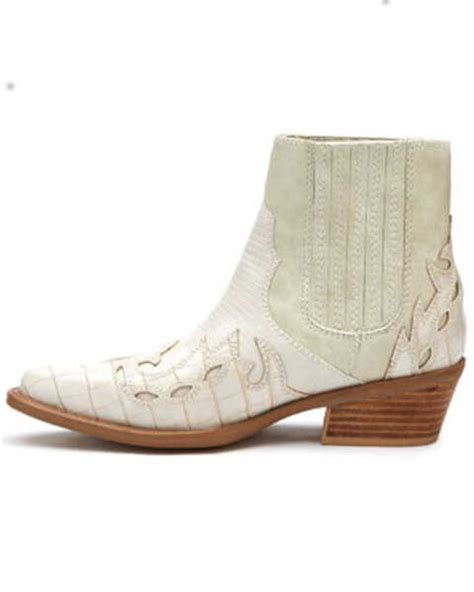 Matisse Womens Milo Western Booties Snip Toe Ivory