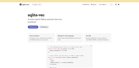 sqlite vec 一个可在任何地方运行的向量搜索sqlite扩展 懂ai
