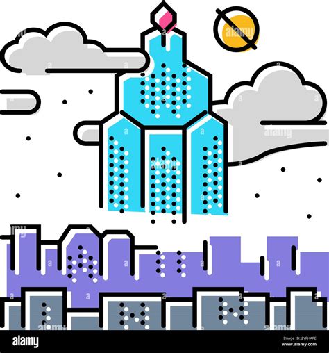 Megacorporation Cyberpunk Color Icon Vector Illustration Stock Vector