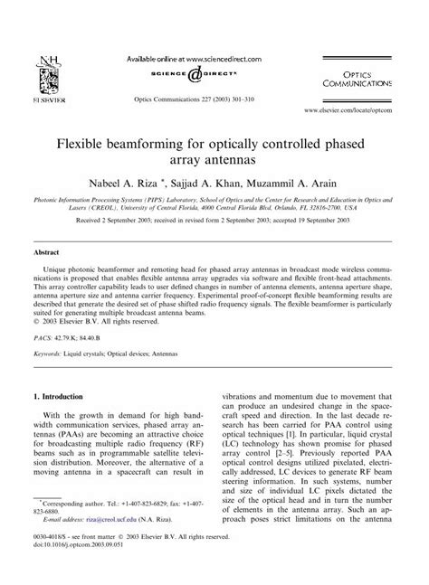 Pdf Flexible Beamforming For Optically Controlled Phased Array