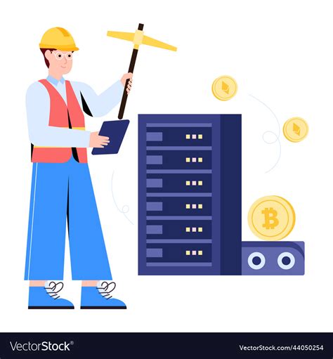 A Customizable Flat Of Bitcoin Mining Royalty Free Vector