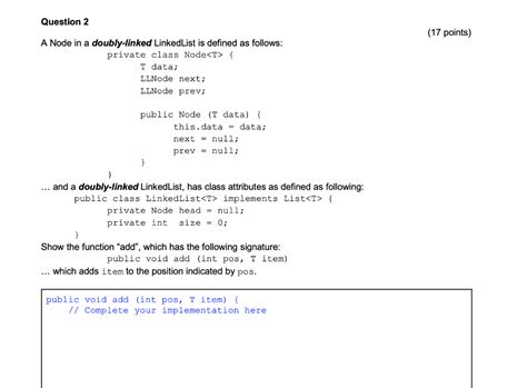 Solved Question Points A Node In A Doubly Linked Chegg