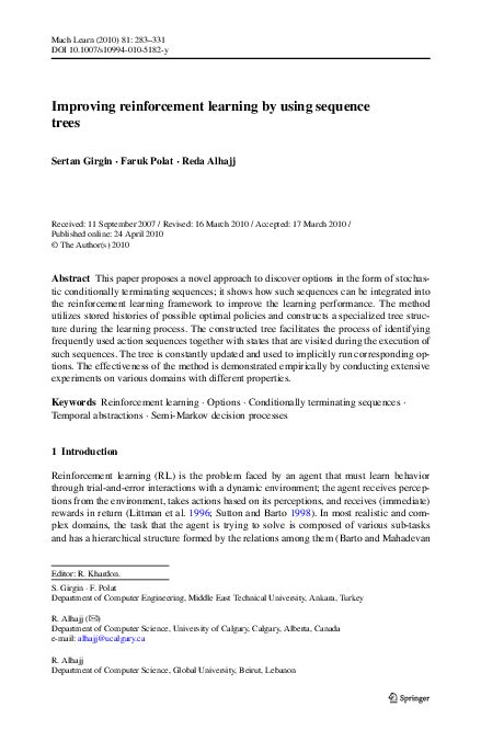 pdf improving reinforcement learning by using sequence trees faruk
