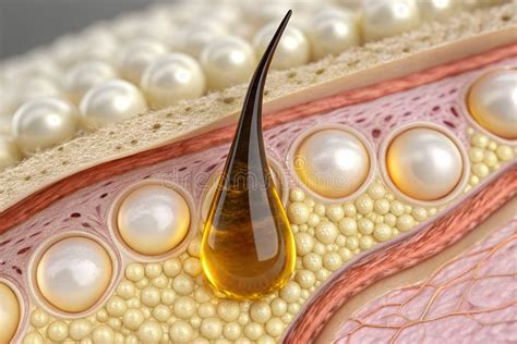 Hair Follicle Anatomy Cross Section With Sebum Production And Scalp Structure Detail Stock