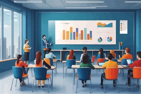 Slides On A Big Screen Class Business Meeting Premium Ai Generated Vector