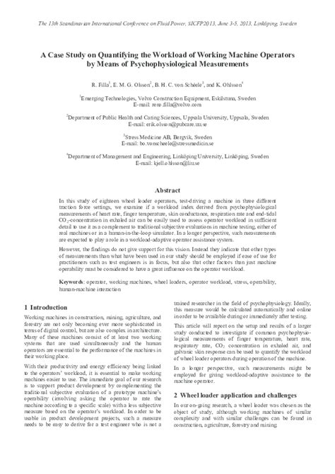 Pdf A Case Study On Quantifying The Workload Of Working Machine Operators By Means Of