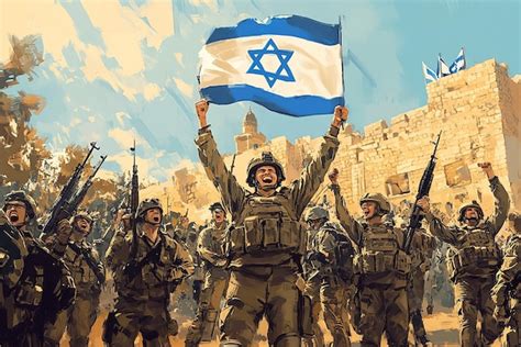 An Illustrated Image Of Israeli Soldiers Celebrating A Victory Or