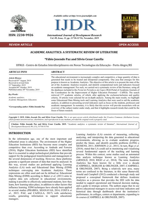 Pdf Academic Analytics A Systematic Review Of Literature