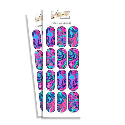 Waterslide Nail Decals Waterslide Nail Wraps Blue Pink Swirl Nail