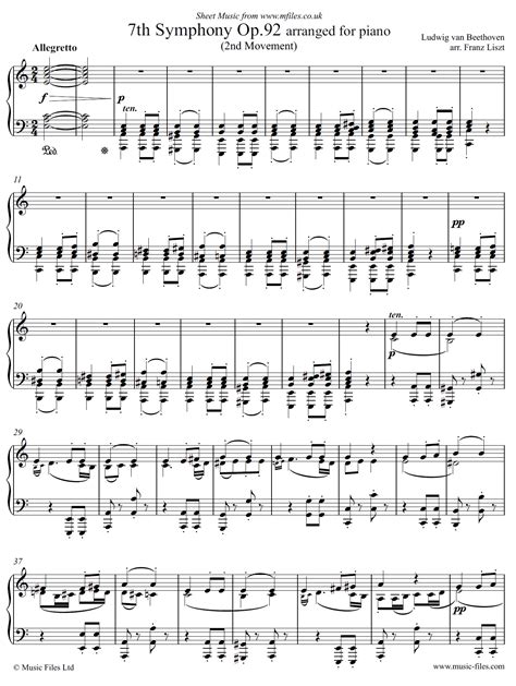 Beethoven Symphony No 7 2nd Movement Arranged For Piano By Franz