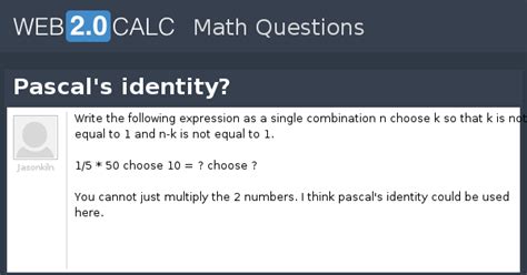 View Question Pascals Identity
