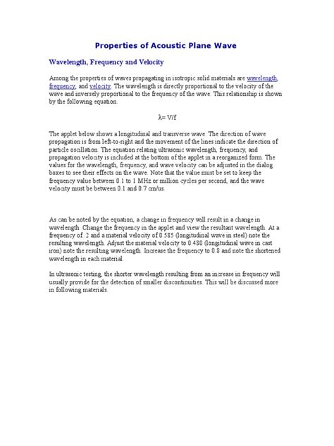 Pdf Properties Of Acoustic Plane Wave Dokumentips