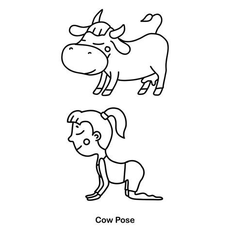 어린이 요가 소 포즈 터 만화 일러스트레이션 프리미엄 벡터