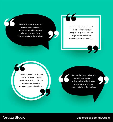 Stylish Web Quotation Mark Template In Set Vector Image