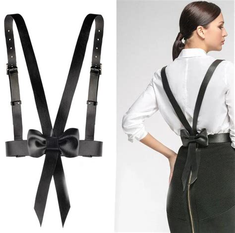 Uyee Sexy Pu Leather Women Body Harness Bondage Cage Bow Tie Waist Belt