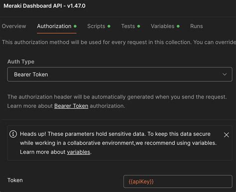 Postman Authorization For V1 The Meraki Community
