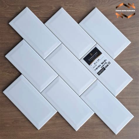Jual Keramik Subway Metro Bevel White 10x20 Mulia Signature Shopee