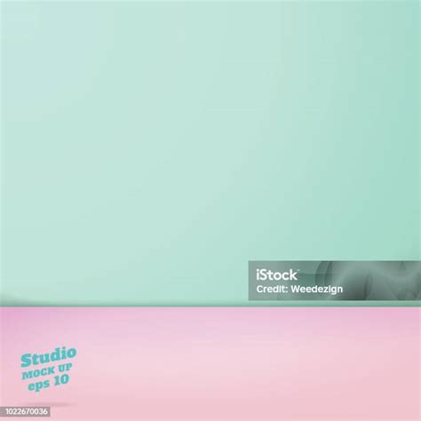 빈 파스텔 녹색과 분홍색 두 톤 색상 스튜디오 룸 배경 템플릿 여름 배경 제품의 디스플레이 대 한 모의의 벡터입니다 배경 주제에 대한 스톡 벡터 아트 및 기타 이미지