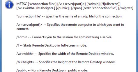 Security Today Vista Remote Desktop Command Line Options
