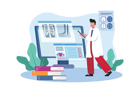 Premium Vector A Radiologist Uses Medical Imaging To Diagnose And