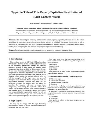 Type The Title Of This Paper Capitalize First Letter Of Each Content Word Doc Template PdfFiller
